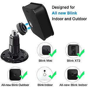 3PACK Screwless Wall Mount Bracket for Blink Outdoor & Indoor Camera Blink XT2,360 Degree Adjustable Strong Adhesive Mount，2 Ways Installation VHB Stick On or Screws, No Tools Needed, No Drilling