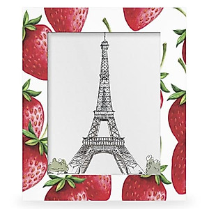 Pardick Fresh Strawberry 8x10 Picture Frame, Watercolor Fruit Red Wooden Photo Frames for Tabletop and Wall Display, Picture Frame Home Office Decor