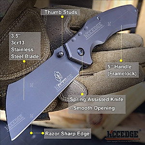 EDC Pocket Knife Camping Accessories Razor Sharp Edge Cleaver Blade Folding Knife Camping Gear Survival Kit 57598 (Wood)