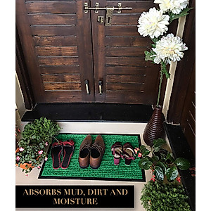 LuxUrux Durable Rubber Door Mat - Heavy Duty, Indoor/Outdoor (17'' x 30'') - Easy Clean, Waterproof, Low-Profile - Ideal for Entryways, Patios, Garages