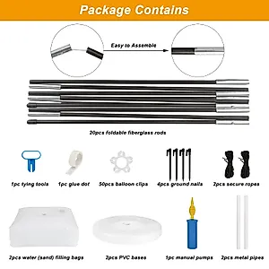 RUBFAC Balloon Arch Stand, 10ft Wide Adjustable Balloon Arch Kit Adjustable Frame with Water Fillable Base for Wedding Birthday Baby Shower Decoration Halloween Christmas Party Supplies