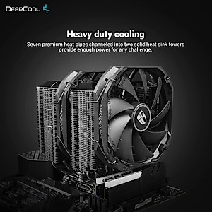 DeepCool ASSASSIN III CPU Air Cooler 280w TDP 7 Nickel Plated Copper Heatpipes Dual-Tower CPU Cooler 140mm Dual-Fan PWM 1400RPM with 90.37CFM Airflow for AMD AM4/AM5 Intel LGA 1700/1200/1151/1150/1155