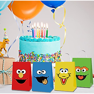 16 Packs Elmo Party Bags for Se-same Street Birthday Party Supplies, Including 4Patterns for Kids Birthday Party Decorations