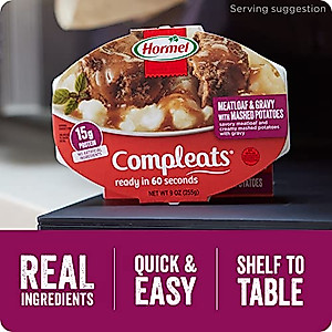 HORMEL COMPLEATS Meatloaf & Gravy With Mashed Potatoes Microwave Tray, 9 oz. (6 Pack)