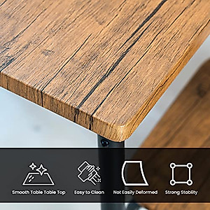 Lamerge 5-Piece Dining Table Set, Kitchen Table Set for 4, Industrial Dining Table and Chairs Set with Metal Frame, Kitchen Table and Elliptic Curve Chairs for Small Space, Homeoffice, Breakfast Nook
