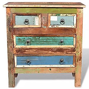 vidaXL Solid Reclaimed Wood Cabinet 4 Drawers Vintage Sideboard Storage Unit