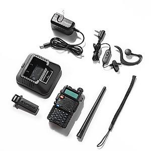 Baofeng UV-5RTP Dual Band Two Way Radio, UV-5R 8W High Power Version, Ham Radio Handheld with Earpiece, Black