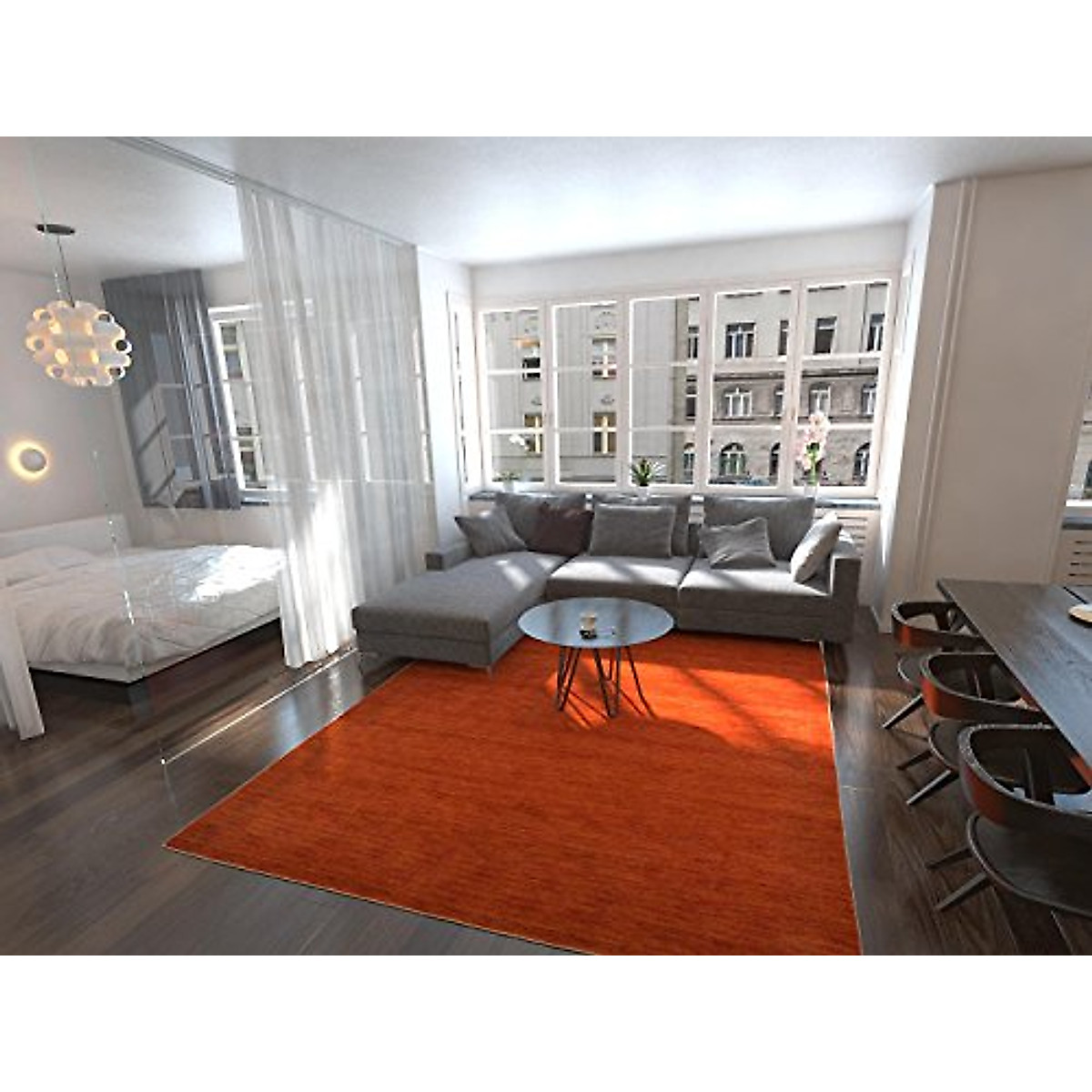 Unique Loom Solid Gava Collection 100% Natural Twisted Wool Modern Terracotta Area Rug (8' x 12')