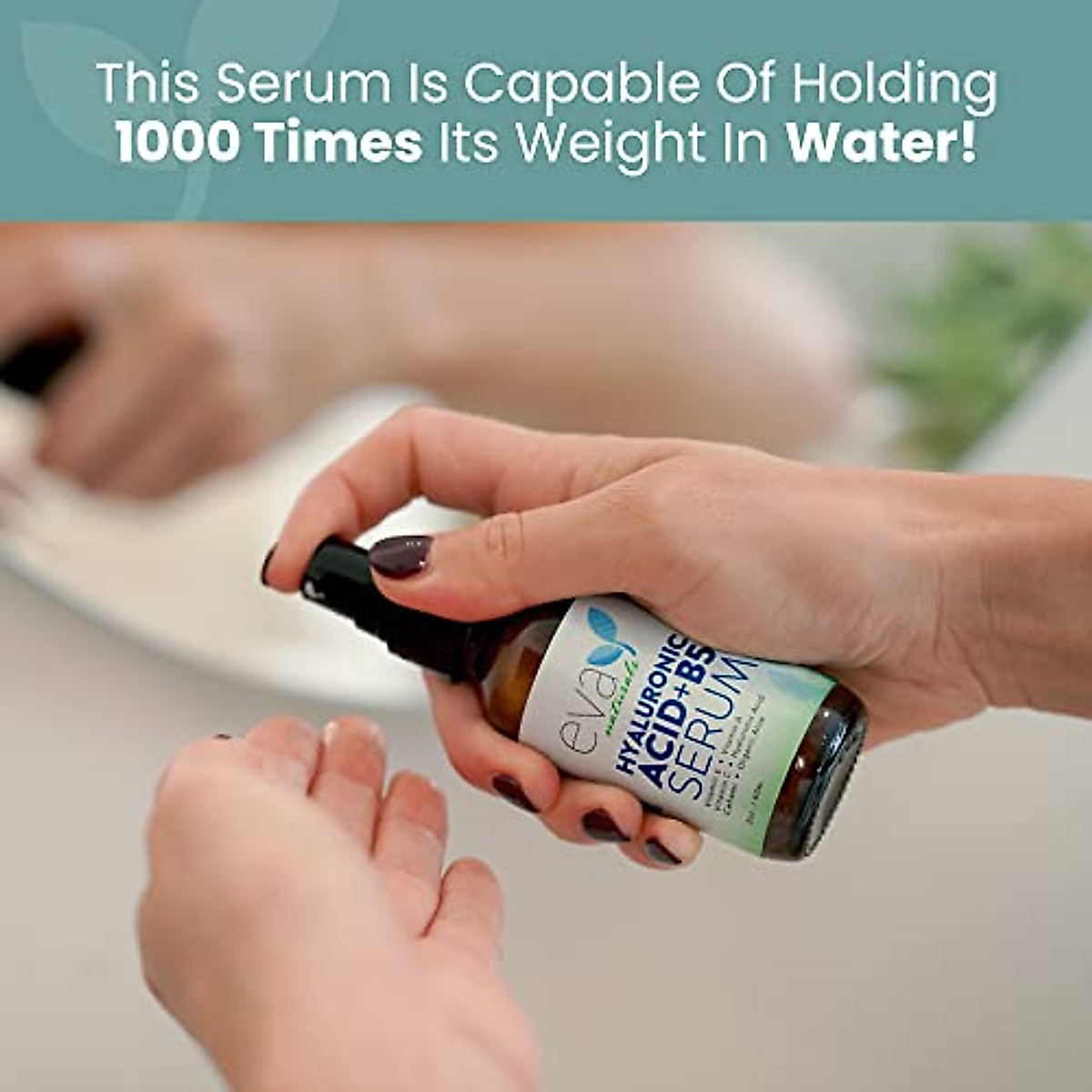 Eva Naturals Hyaluronic Acid Serum For Face With Vitamin B5 - Anti-Aging Face Serums & Anti-Wrinkle Moisturizing Serum - Hyaluronic Acid Face Serum, Plump Dry Skin - 2.0 Fl Oz (Pack of 1)