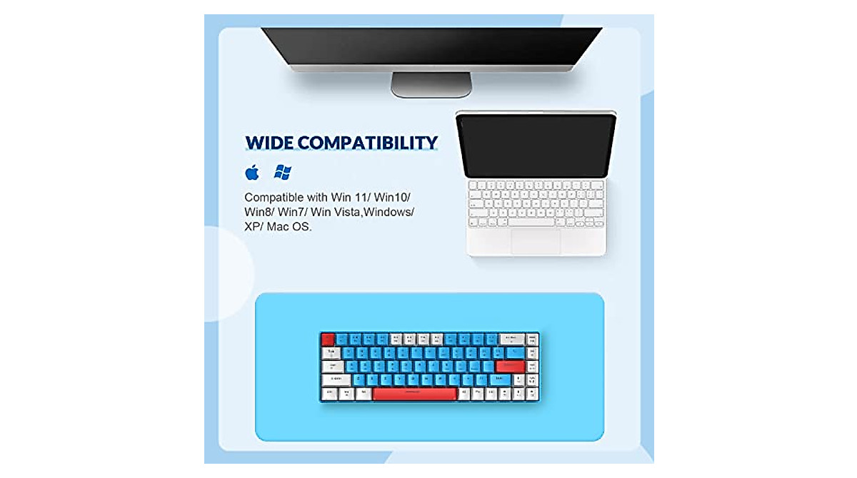 ZIYOU LANG RK-T8 Wired 65% Mechanical Gaming Keyboard with RGB LED ...