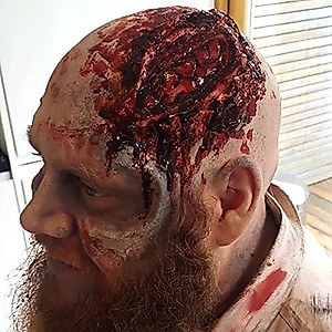 DE'LANCI Fake Blood Scab, 2 Pcs Coagulated Blood Gel Washable, Realistic Scar Blood Halloween SFX Makeup on the Face/Body, Prefect Zombie Vampire Monster Cosplay Stage Blood Clothes - 60g (2.12 oz)