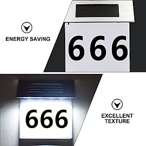 DOITOOL LED Flag Led Signs 2pcs Solar House Number Plaque Light with Motion Sensor LED Light Address Number Outdoor Metal Plaque Lighted Up for Home Garden Street Outdoor Digital Signs