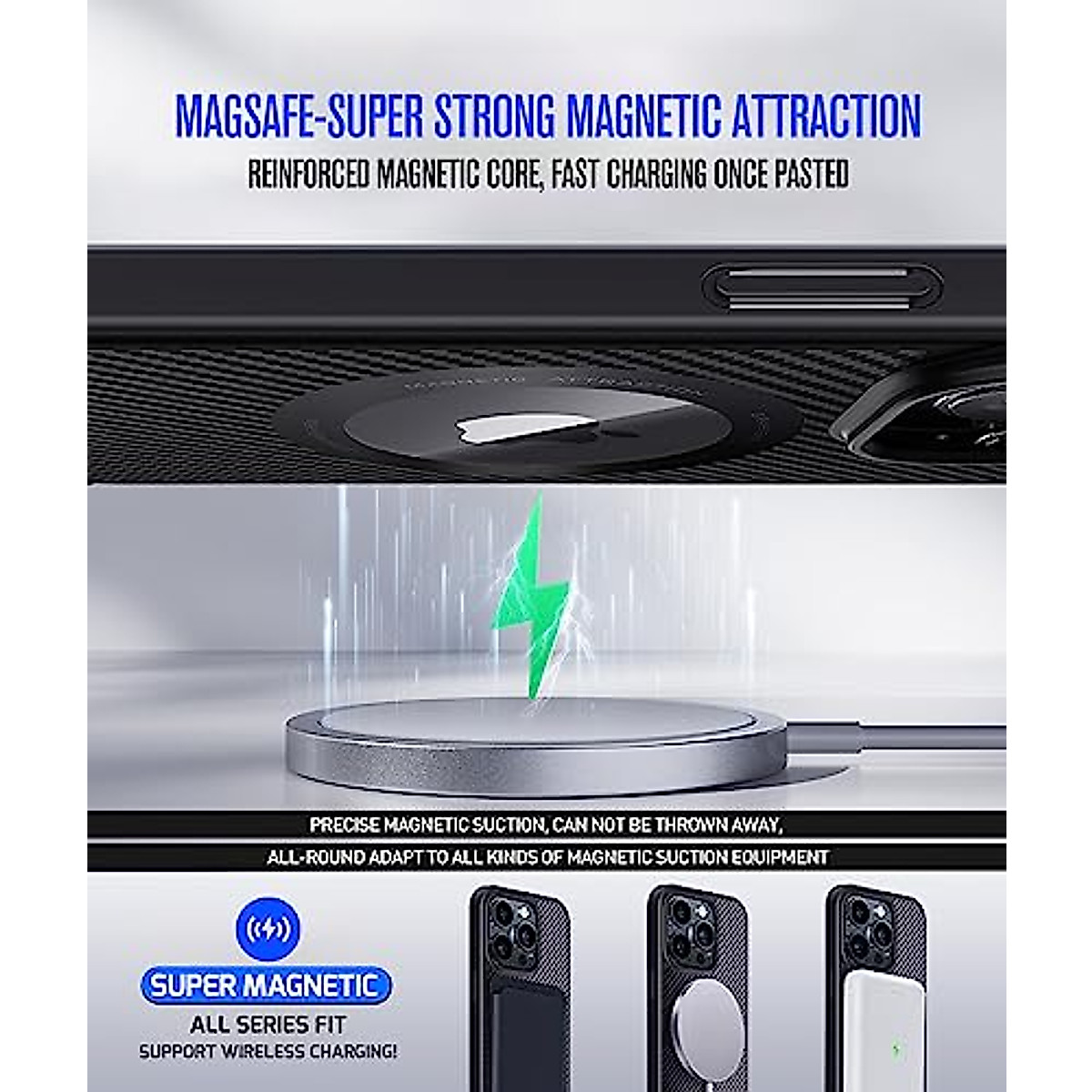 VALUEAGLE Graphene Cooling Case for iPhone 14 Pro Max Case [Strong Magnetic] [Compatible with MagSafe] [360°Military Grade Protection] [24h Self-Circulating Cooling] (6.7inch Black