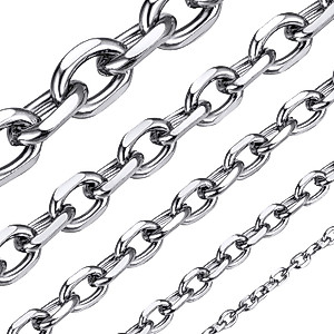 Cable Necklace Men's 7mm 28 inch Necklace 316L Stainless Steel Thick Rolo Chain