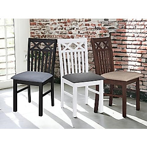 Liveasy Furniture Dining Chairs Set of 2, Dining Room Chairs with Solid Wood Legs, Kitchen Chairs with Cushion (White, Set of 2)