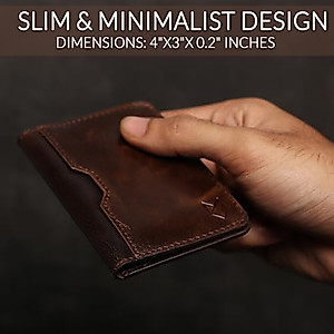 FOXHACKLE Leather Credit Card Holder Wallet for Men and Women, Thin Bifold RFID Blocking Wallet, Slim Front Pocket Minimalist Wallet, Small Card Case (Olive Brownish)