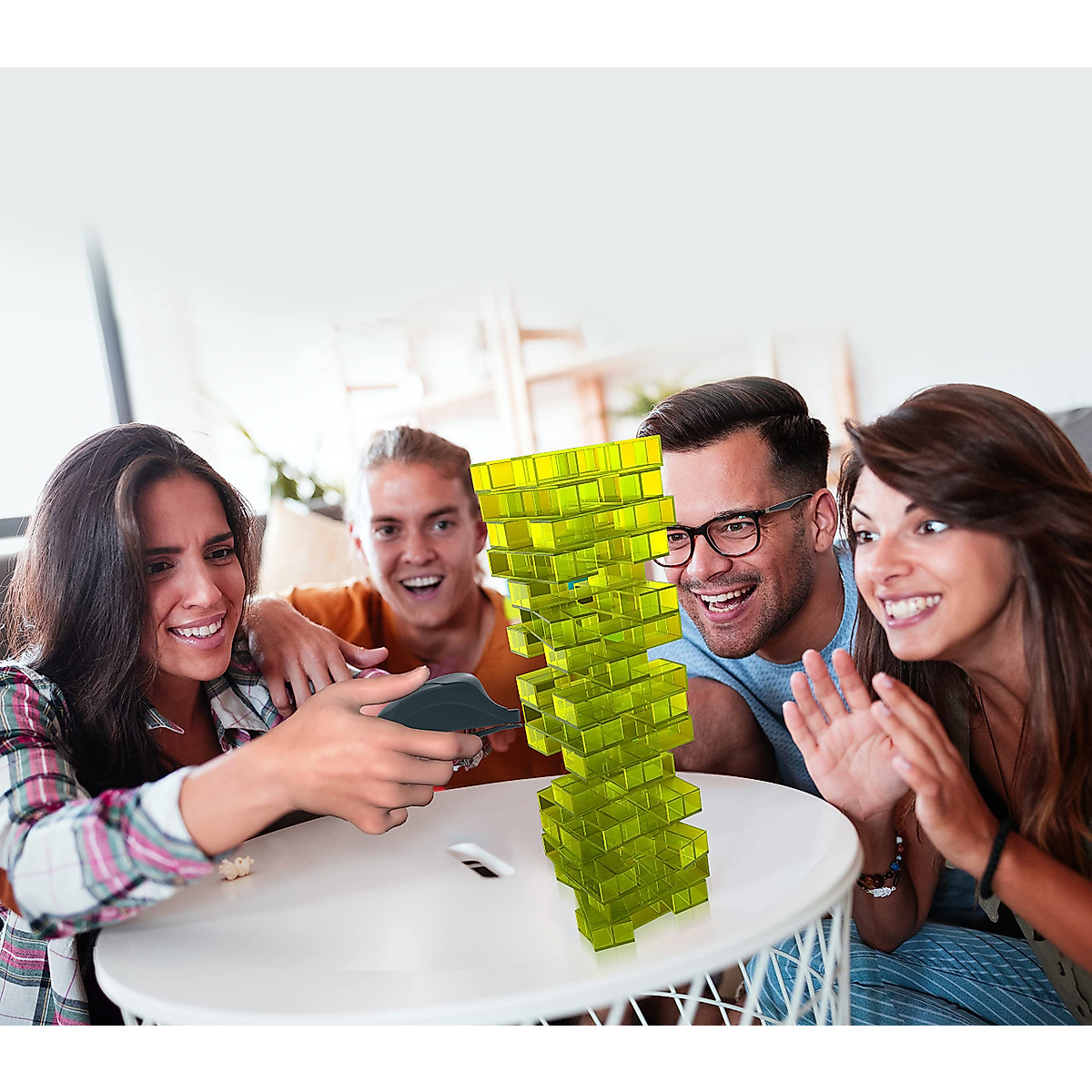 Fotorama Trembling Tower, The Ultimate Vibrating Stacking Game, Pull Blocks Out with Vibrating Tweezers, Extra Challenge, Precision & Fine Motor Skills, Keep Steady or Tumble Down, Players 2+,Ages 6+