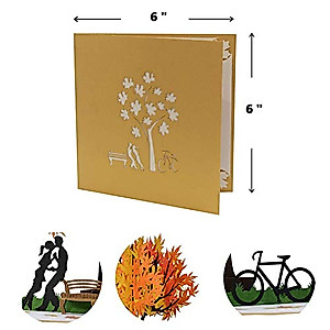 CUTE POPUP - Autumn Pop Up Card with Romantic Couple and Maple Design, Anniversary Pop Up Card - 1st Wedding Anniversary Card, Valentines Day Card - The Perfect 3D Valentine Present for Couple, Wife, Girlfriend, Husband