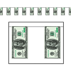 $100 Bill Pennant Banner Party Accessory (1 count) (1/Pkg)