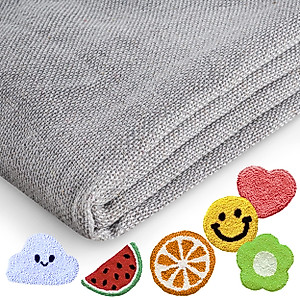 79" x 85" Large Primary Tufting Cloth - Durable Tufting Fabric with Sewed Edges - Monks Cloth for Tufting Gun & Needle Punch, Rug Backing Fabric, for DIY Enthusiasts, (Grey)