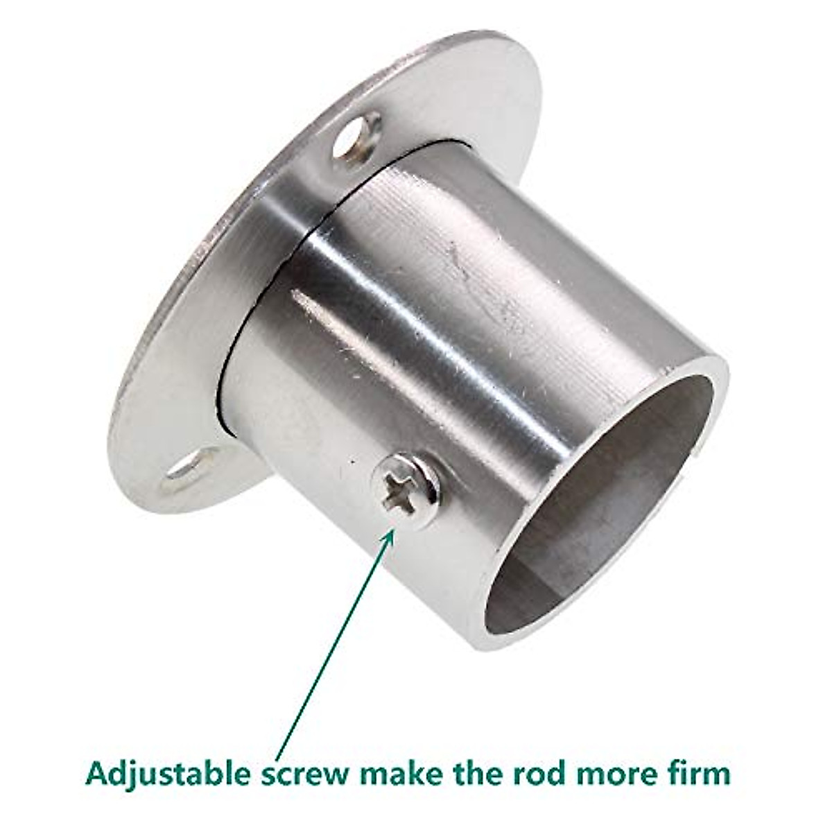 Stainless Steel Closet Rod Holder,ULIFESTAR Shower Curtain Rod Tension Rod Sockets Rod Flange Shelf Brackets,Heavy Duty Metal Shower Wardrobe Pole Holder Support,Brushed Finish 2 PCS (25mm/1'')