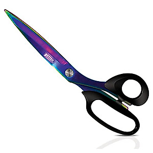 Extra Long Professional Tailor Scissors, Stainless Steel Sewing Shears with Iridescent Blades, 10.25", Titanium Plated Tailoring Scissors for Dressmaking, Leather Cutting, by Better Office Products