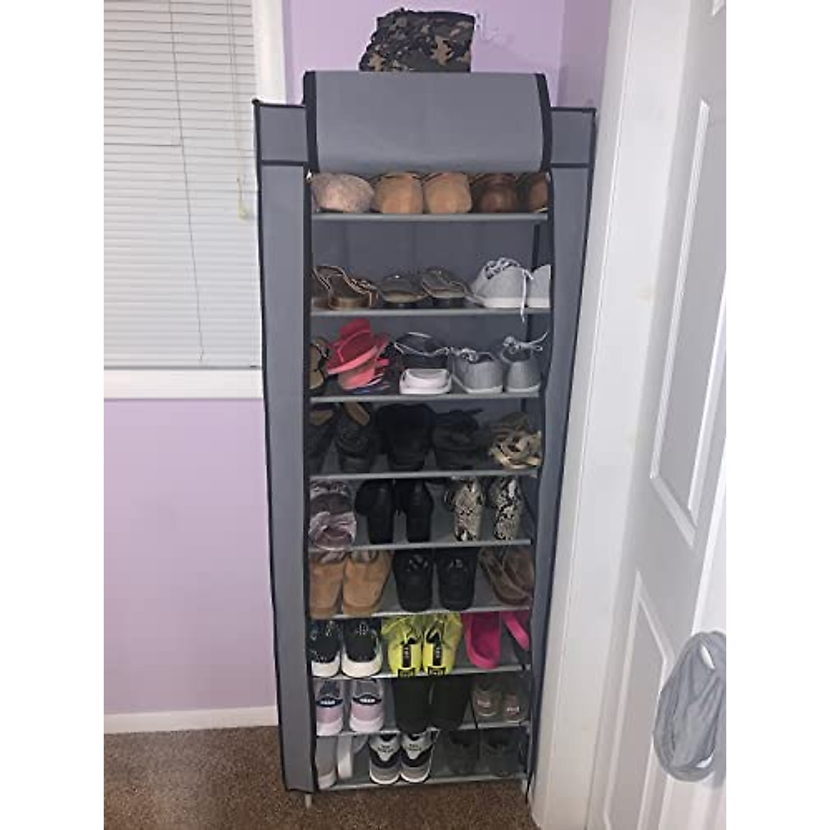 dcmtoamz Fashionable Room-Saving 9 Lattices Non-Woven Fabric Shoe Rack Gray