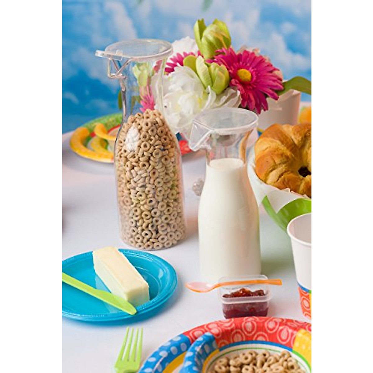 Carafe Juice Jar Beverage Decanter, Clear Acrylic Wine / Juice Decanter with Lid, 20 oz.