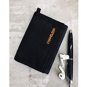 Chameleon Trifold Mens Wallet-Military Tactical Men Wallets- ID Card Holder - Canvas Thin Front Pocket Travel Wallet-Coin Zipper Pocket