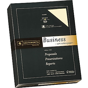 Southworth 404IC 25% Cotton Business Paper Ivory 24 lbs. Wove 8-1/2 x 11 500/Box FSC