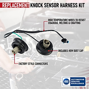 Ignition Dual Knock Sensor Connectors with Wire Harness Kit - 12601822, 917-033 - Fits Chevy, GMC & Cadillac - Suburban,Silverado,Tahoe,Sierra,Yukon, Avalanche,4.8,5.3,6.0 - Engine Detonation Sensor