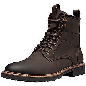 Vostey Boots for Men Casual Waterproof Mens Boots Retro Lace Up Motorcycle boots(BMY8039A brown 10.5)