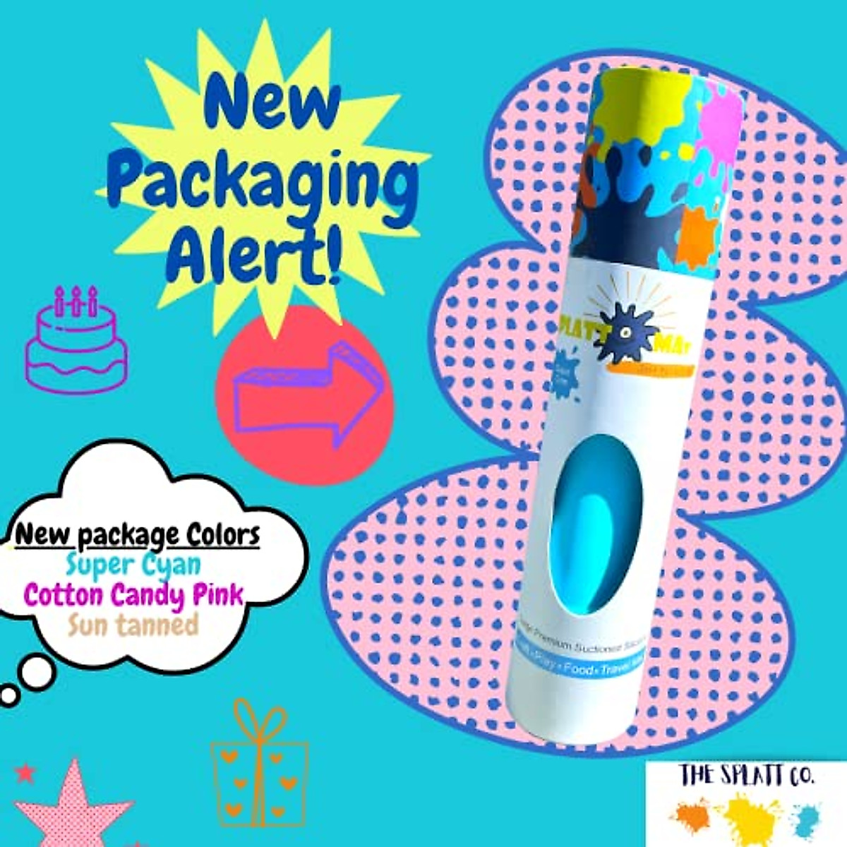 Splattmat Large Premium Silicone Kids Suctioned Placemat, New Sensory Montessori Inspired Food, Snack, Travel, & Arts & Crafts mat