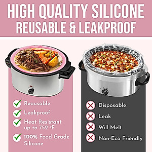 2 Pack Silicone Slow Cooker Liner, Slow Cooker Liners, Ideal for Easy Clean Up, Fits 6-8 Quart, Oval or Round Pot, Slow cook Liners are Reusable and Leak proof, Slow cook bag Liners, Disposable