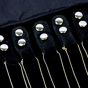 treachi Portable Jewelry Roll Metal Coner Bag Necklace Chain Braclet Black Velvet Travel Pouch