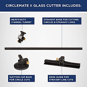 Fletcher-Terry CircleMate II Glass Cutter, Circle and Straight Line Cutting Tool