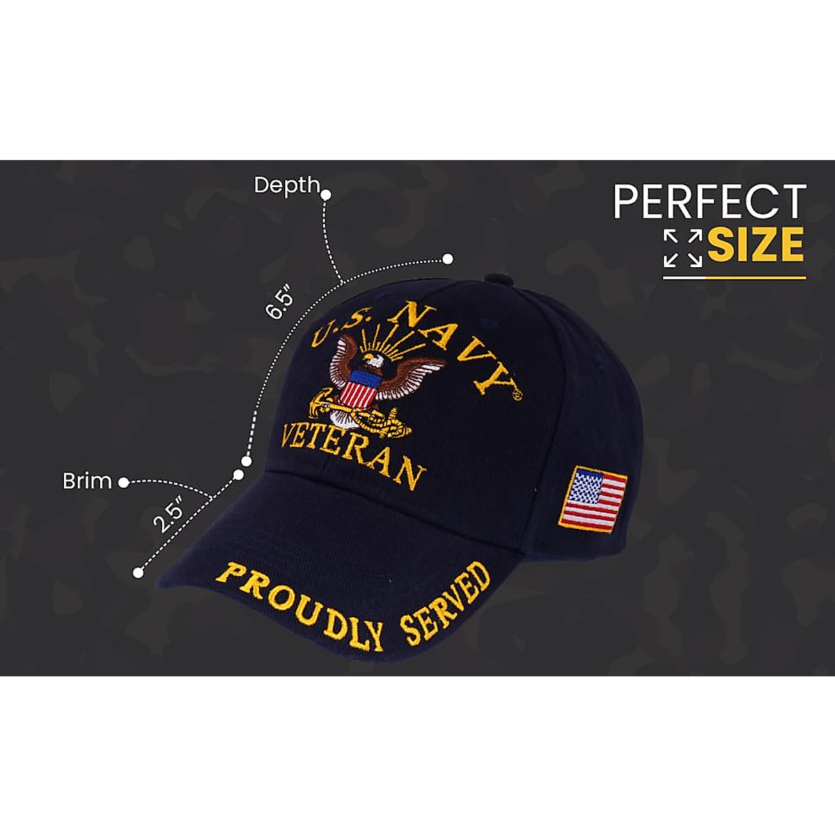 Trendy Zone 21 US Navy Veteran Hat for Men and Women, Officially Licensed Product | United States Navy (USN) | Ideal for Gifting | Navy Blue