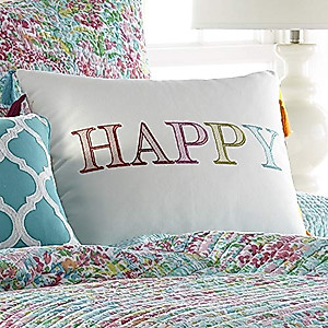 Levtex Home - Karolynna - Decorative Pillow (14 X 18in.) - Happy - Teal, Salmon, Green, Wild Berry