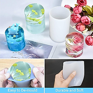 2 Pack Cylinder Mold Flower Mold Table Decoration Resin Mold Round Candle Mold 3D Cylinder Candle Mold Chocolate Mold Silicone Mold for Resin Candle Mold Handmade Candle Mold Cylinder Soap Mold