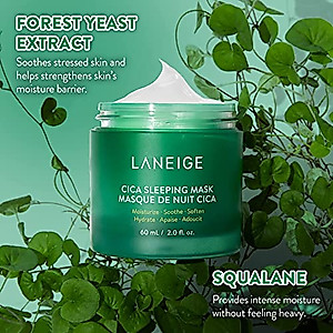 LANEIGE Hypoallergenic Cica Sleeping Mask: Hydrate, Nourish, and Soothe Stressed Skin, 2.0 fl. oz.(Packing may vary)