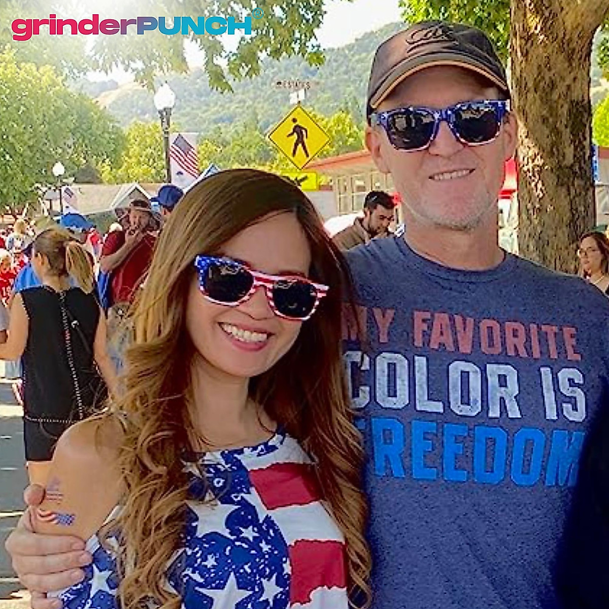 grinderPUNCH 2 Pairs Bulk American Sunglasses USA Flag Classic Patriot