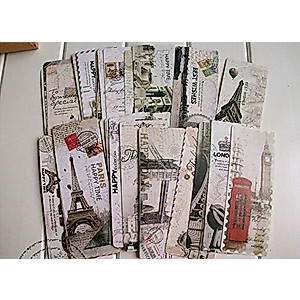 AKOAK 30 Piece Set Vintage European Scenes Retro Old Travel Postcard Bookmarks,Note Pads,Memo Pads