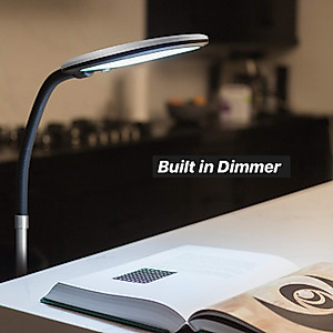 Brightech Litespan Slim LED Lamp, Modern Floor Reading Lamp Over Chair for Living Rooms & Offices, Tall Lamp with Adjustable Gooseneck, Crafts Work Light, Dimmable Standing Lamp for Bedroom - Silver