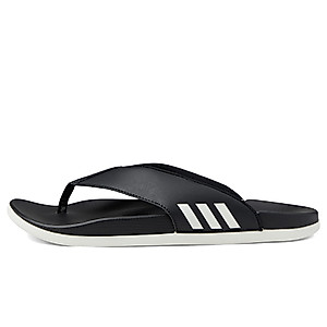 adidas Women's Adilette Comfort Flip Flop Slide Sandal, Black/White/Black, 7
