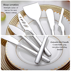 Berglander Cheese Knife Set of 5 for All Types of Cheese, Stainless Steel Cheese Cutter Slicer Ergonomic Design for Confortable Grip and Cut, Butter Spreader Knife