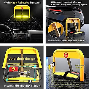 Parking Barrier Post Safety Bollard Remote Control Parking Lock, Automatic Barrier Alarmed Carport Tool Electric Parking Barrier, Mini Security Post for Driveways Carports, Parking Space Lock Folding