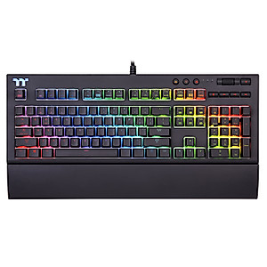 Thermaltake Tt Premium X1 RGB Smartphone Enabled Voice-Controlled AI 16.8 Million Color with 12 Lighting Effects Cherry MX Silver Switches Mechanical Gaming Keyboard KB‐TPX‐SSBRUS‐01 , Black