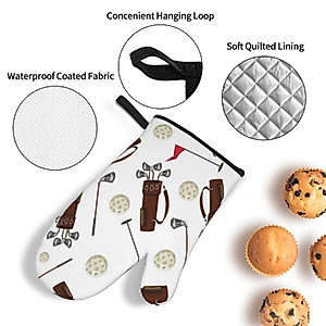 Golf Theme Oven Mitts and Pot Holders Set of 4 for Kitchen Cooking BBQ Baking