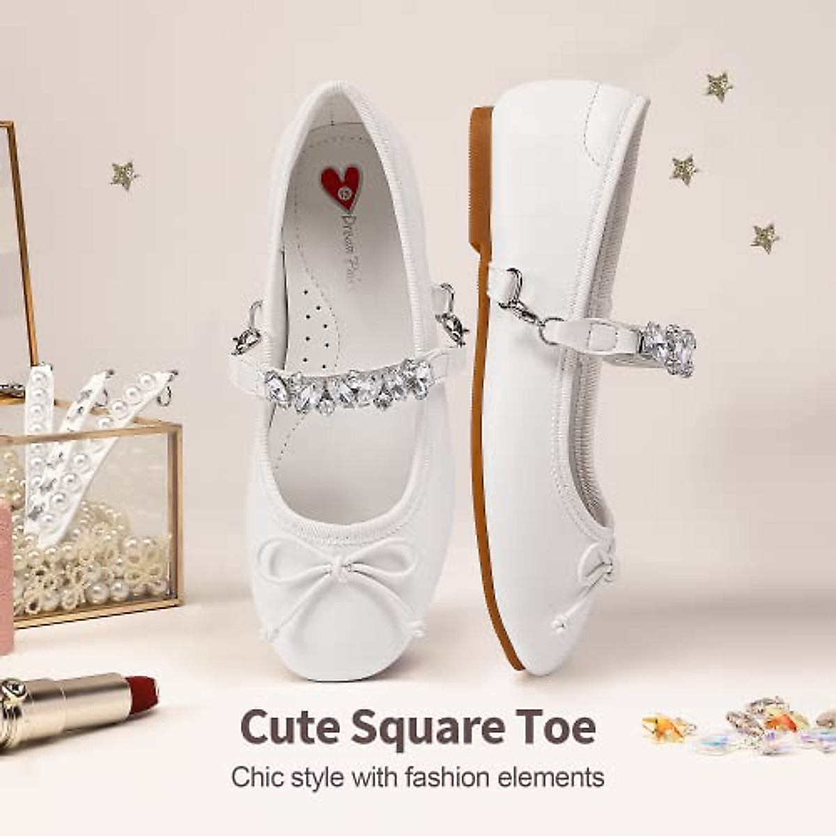 DREAM PAIRS Girls Dress Shoes Fashion Bow Ballerina Flower Girl Ballet Flats SDFL2306K White 2 Little Kid