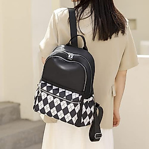 Wednesday Tartan Plaid Backpack Aesthetic Back to School for Teens Y2K Gothic Black White School Book Bag (Black)